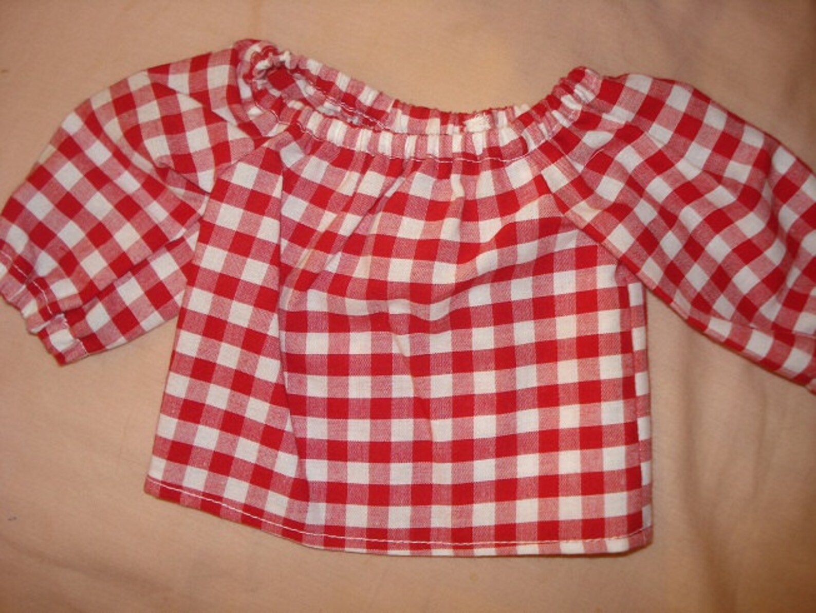 Handmade 18 Inch Doll Red Checked Blouse and Red Jumper Set | Etsy