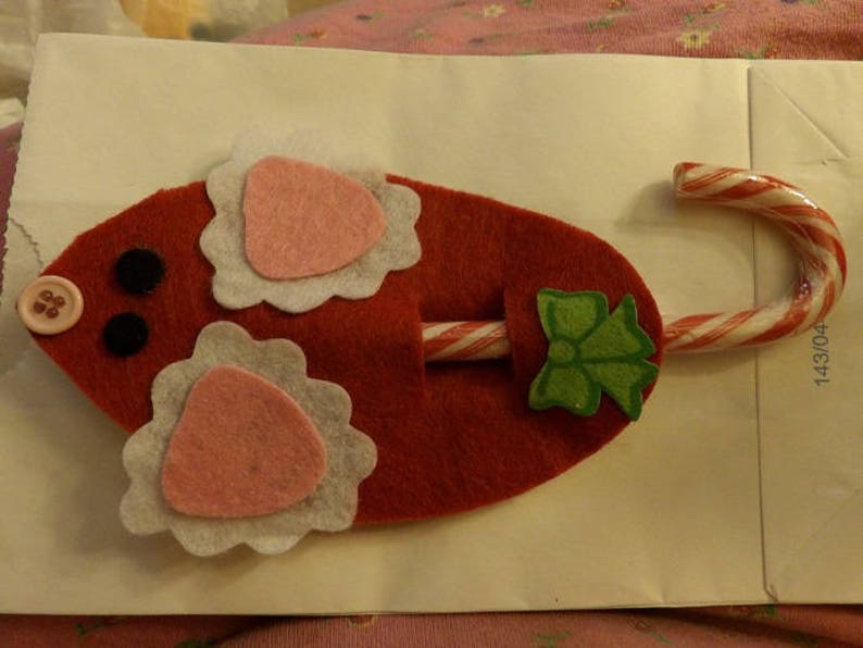 Cute Red Felt Mice Candy Cane Holder Christmas Ornament - Xmc2 - Etsy
