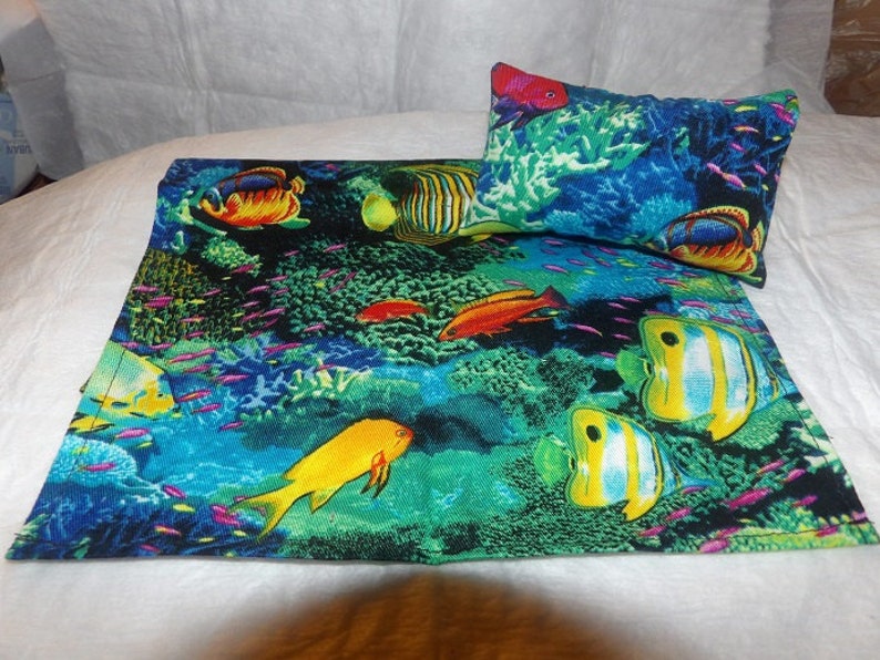 Colorful Blue Ocean & Fish Print Blanket and Pillow Set for - Etsy