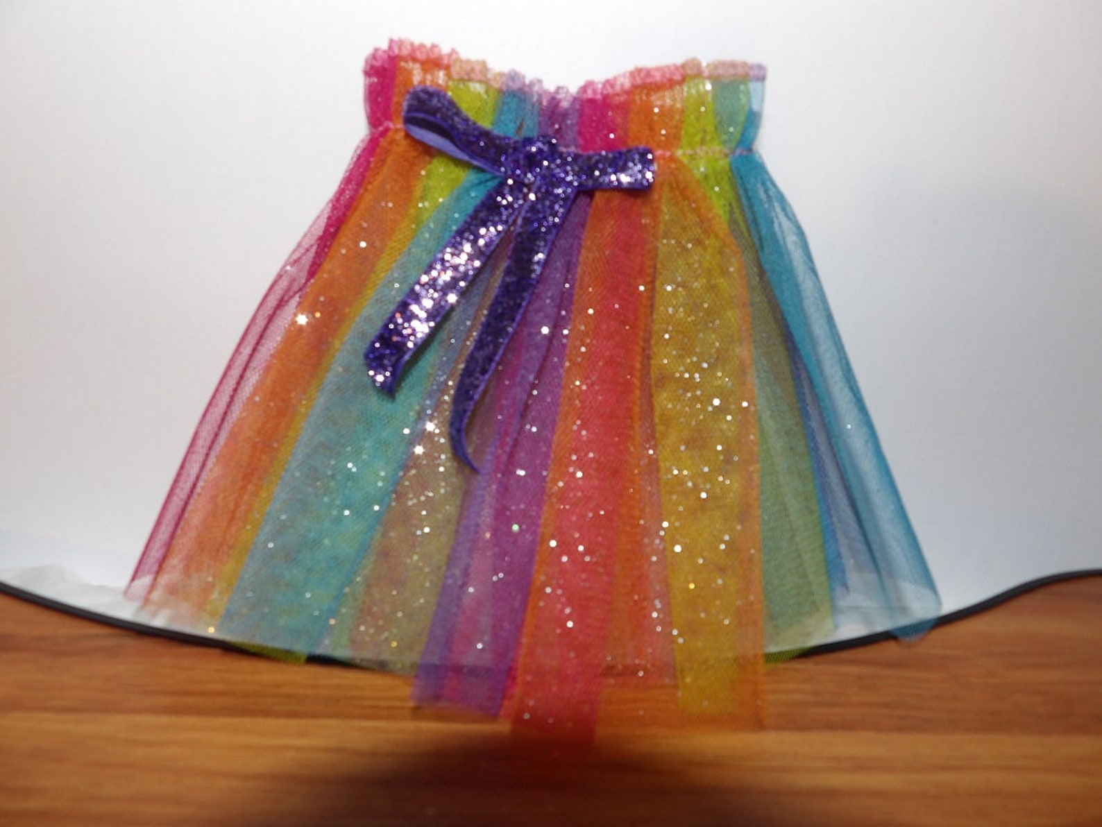 Colorful Rainbow Ballet Tutu With Sparkles and Purple Bow Accent for 18 ...