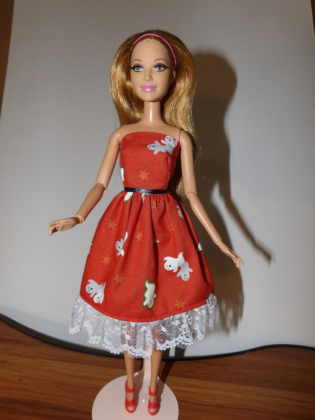 Red Strapless Halloween Dress With White Glow in the Dark Ghost Print ...