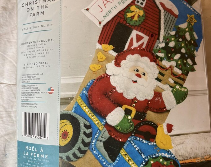 DIY Merry Stockings Brand 18 Inch Long Christmas on the Farm Felt ...