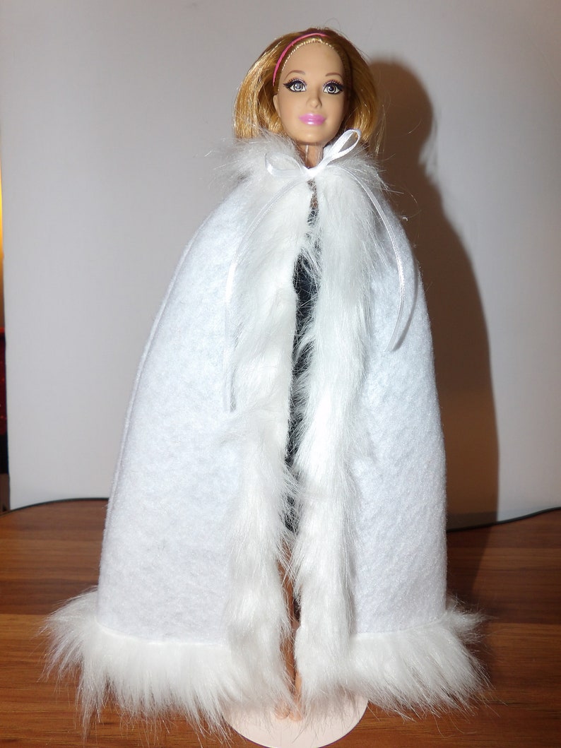 Elegant Long White Felt Cape Trimmed in White Faux Fur Trim - Etsy