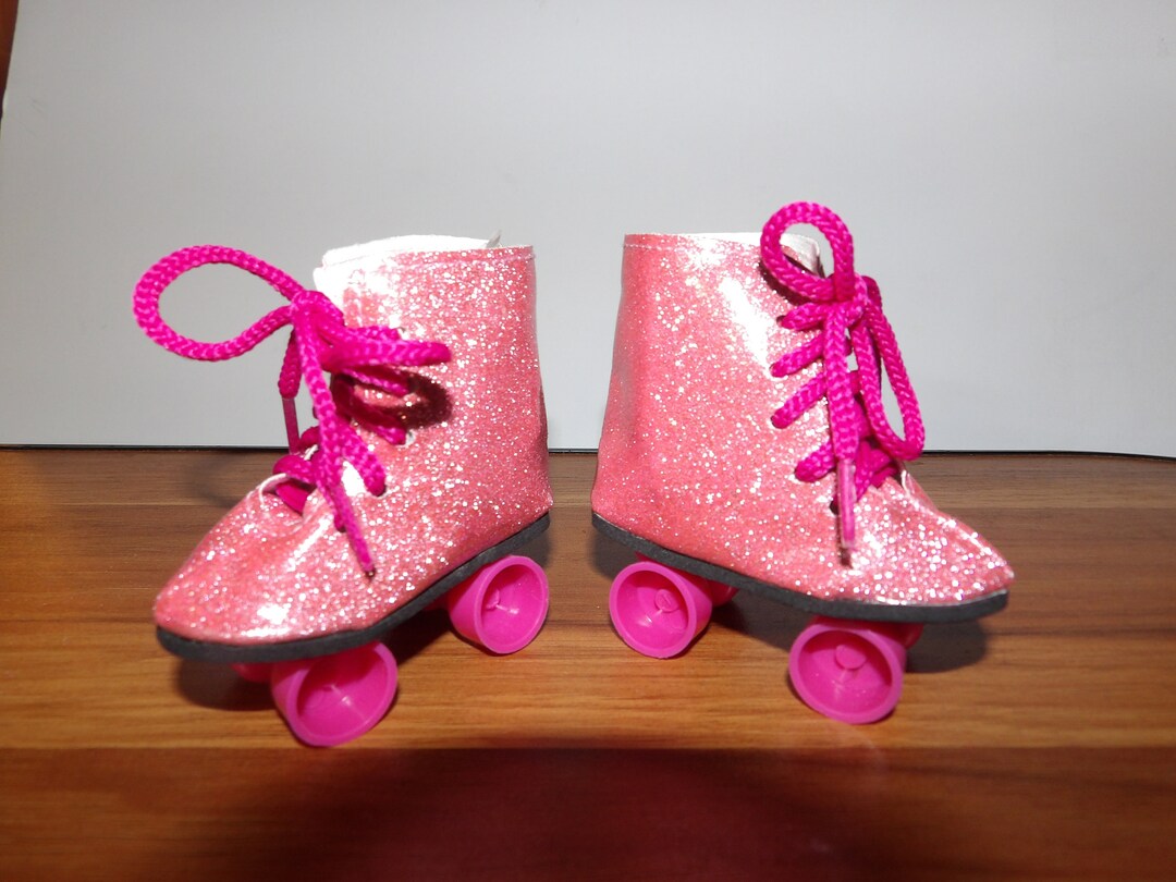 Sparkly Pink Roller Skates With Pink Turning Wheels for 18 Inch Dolls ...