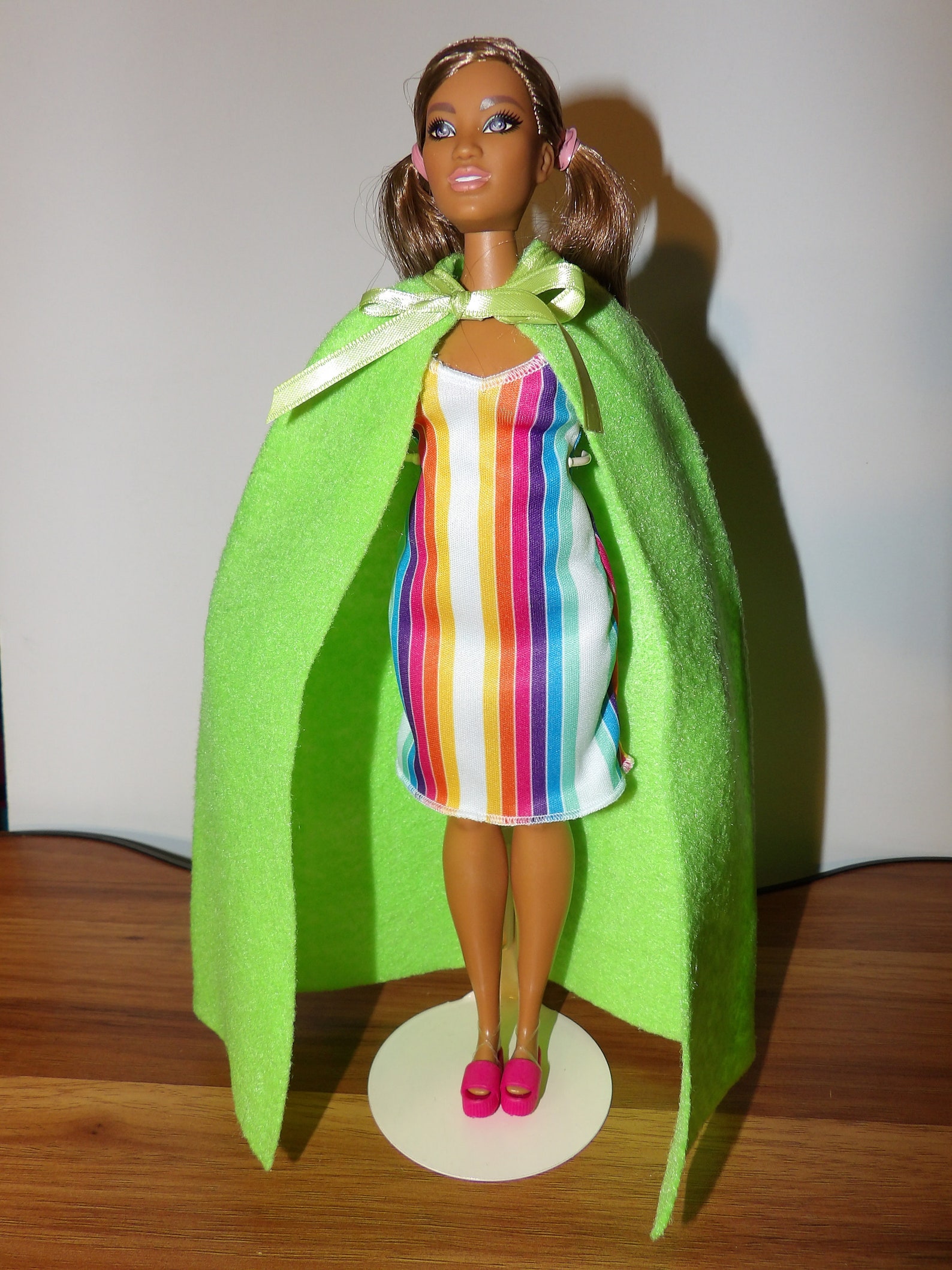 Full Length Lime Green Felt Cape for Male & Female Fashion Dolls ...