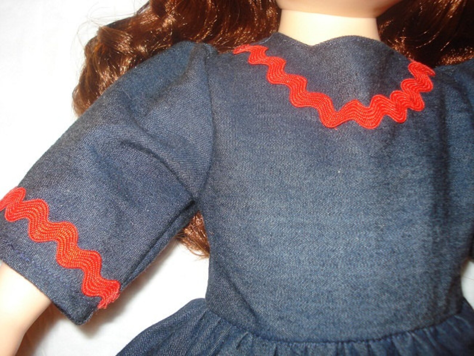 Denim Dress With Red Rick Rack Trim for 18 Inch Dolls - Ag152 - Etsy