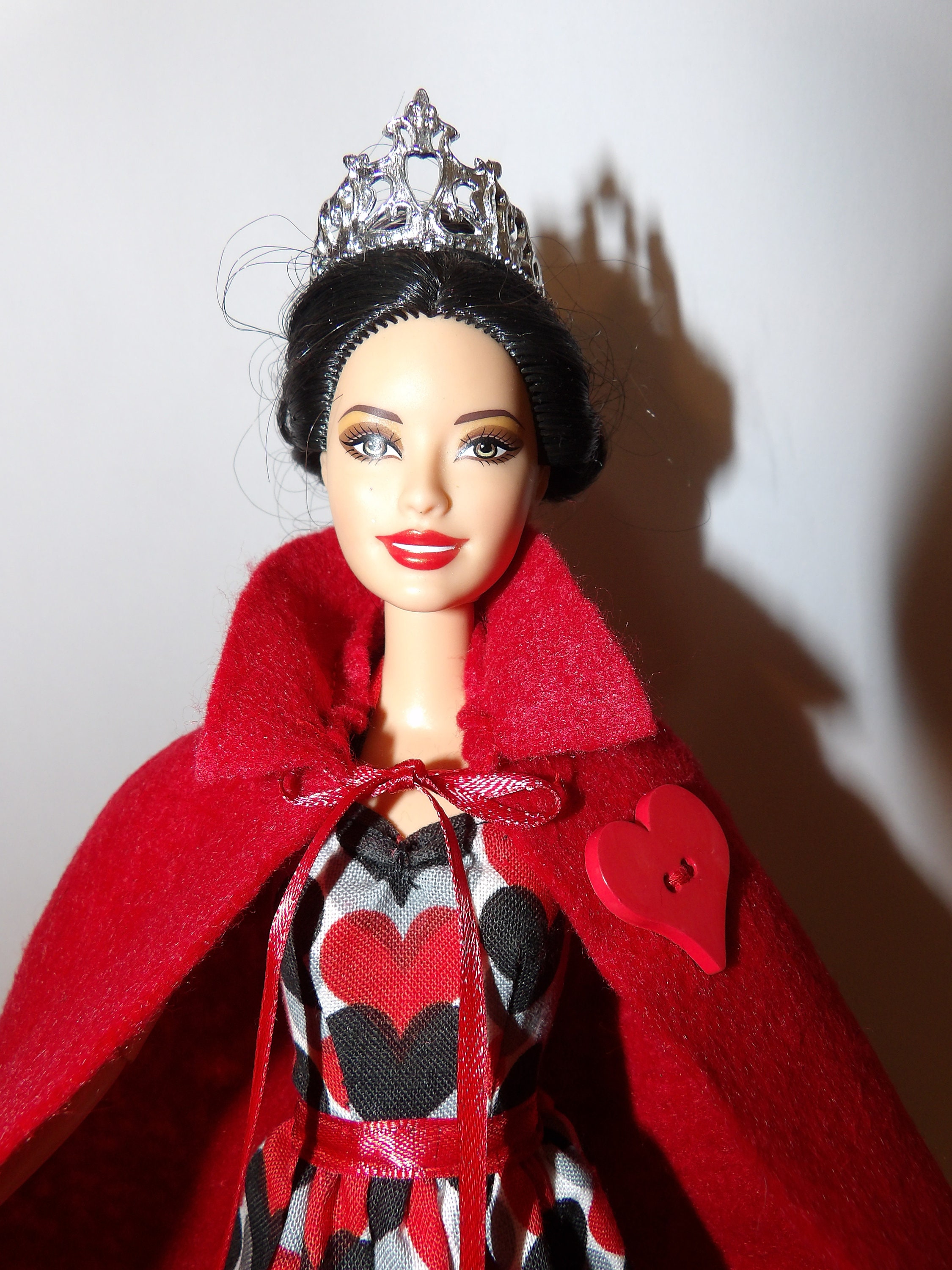 Queen of Hearts Costume With Long Heart Print Dress, Long Red Cape With ...