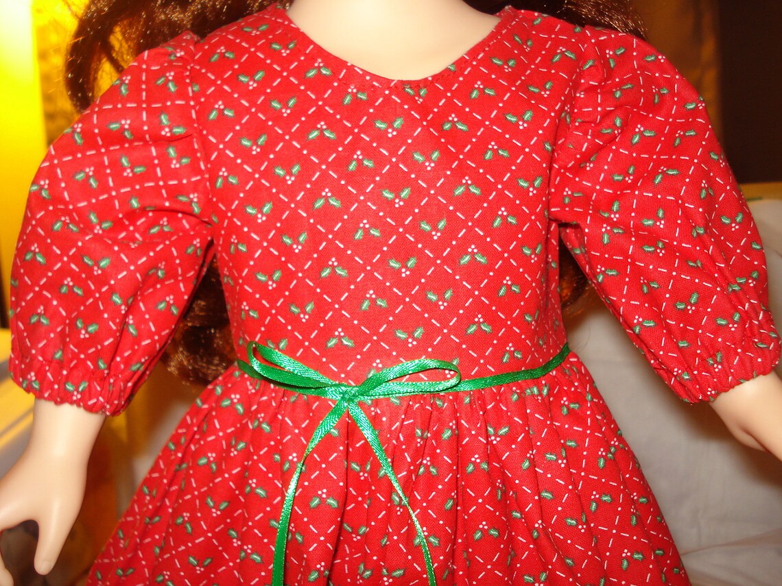 Modest Christmas Dress in Red With Holly Print for American | Etsy