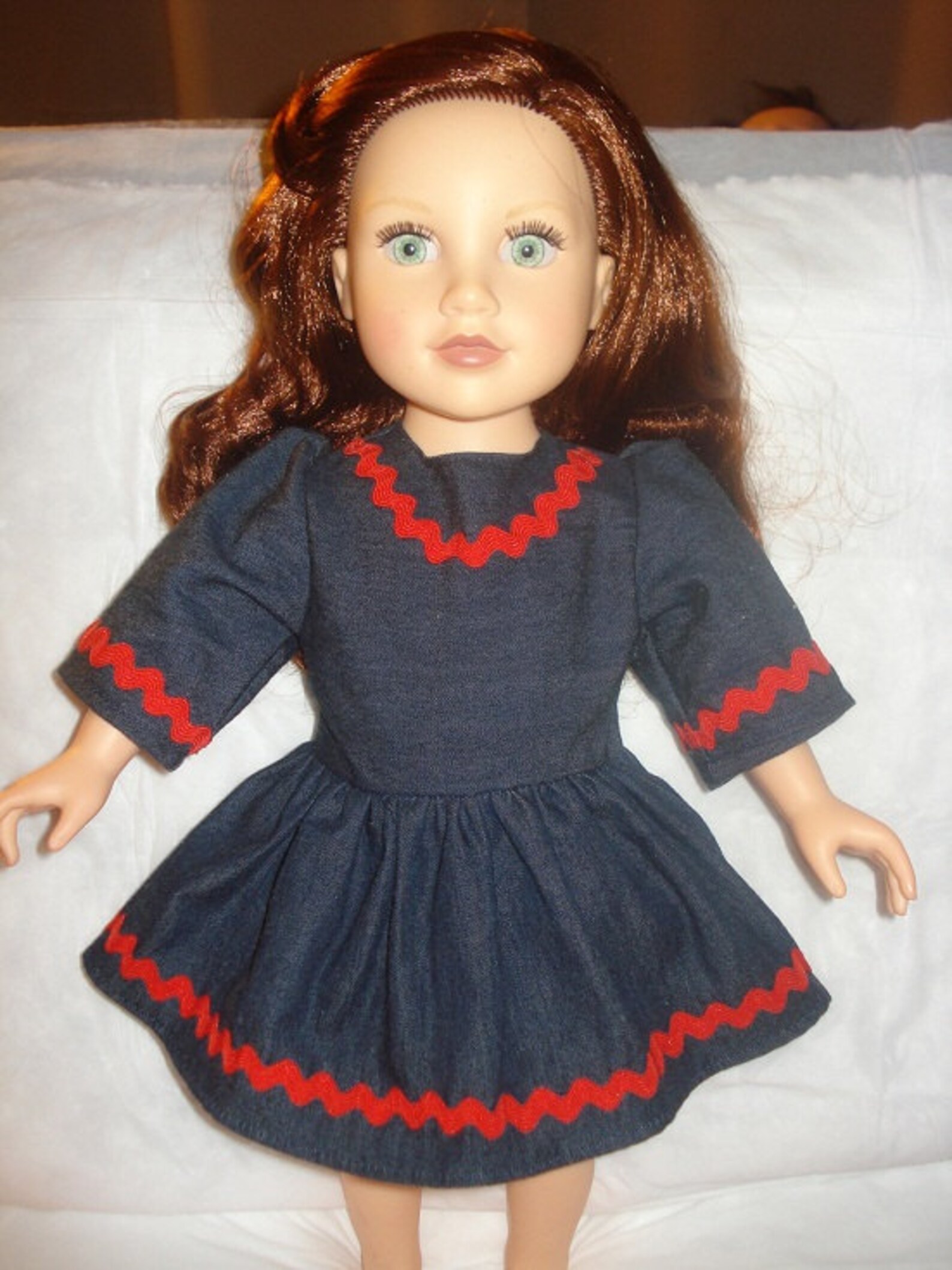 Denim Dress With Red Rick Rack Trim for 18 Inch Dolls - Ag152 - Etsy