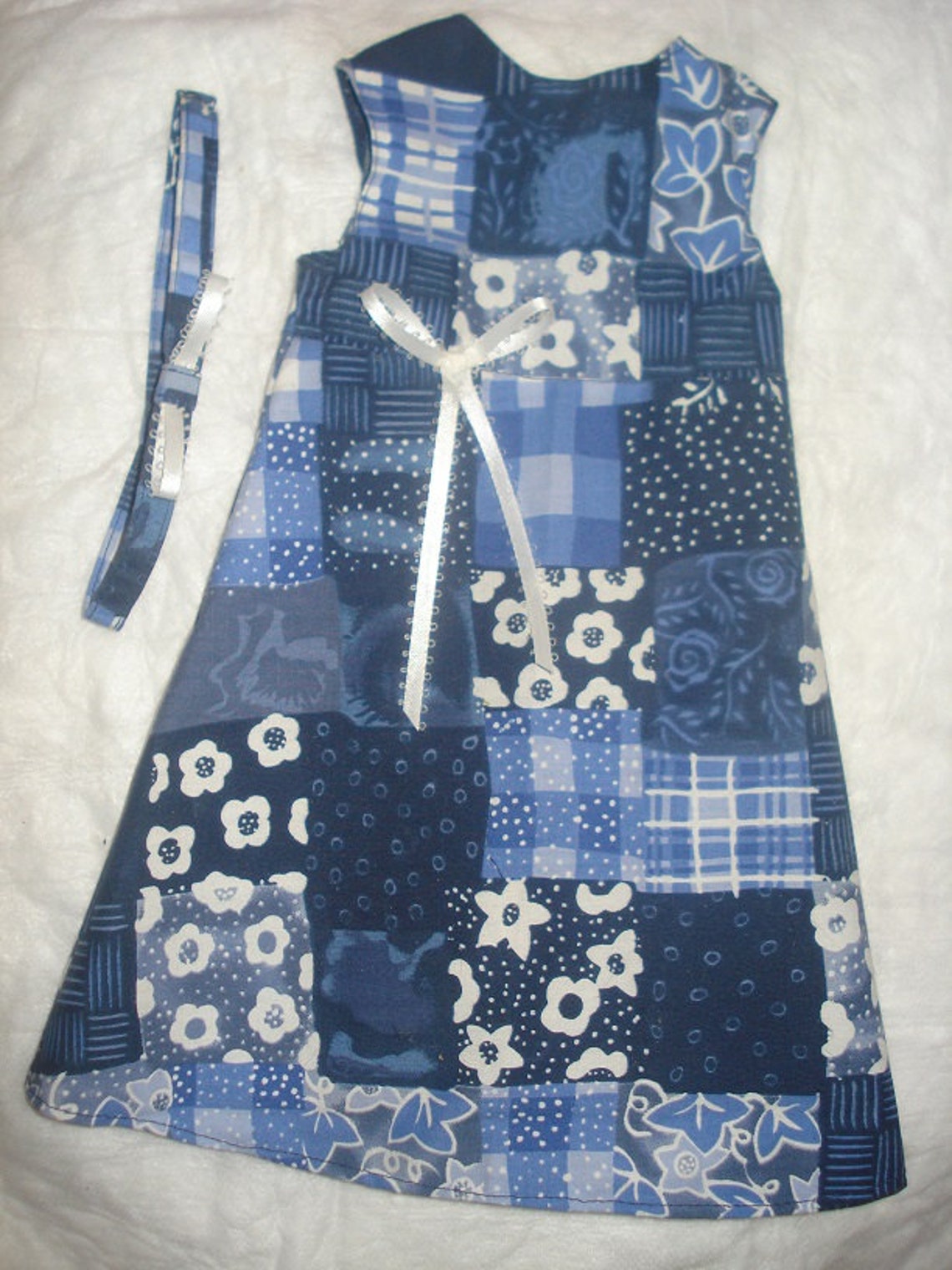Blue Patchwork A-line Maxi Dress and Headband for 18 Inch - Etsy