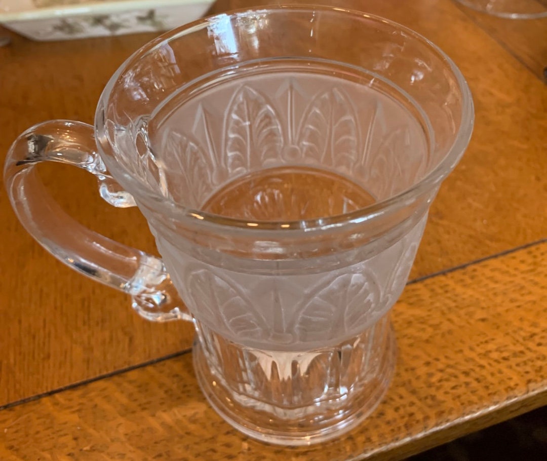 Frosted & Clear Greek Feather Art Deco Stein/glass 4.5 - Etsy