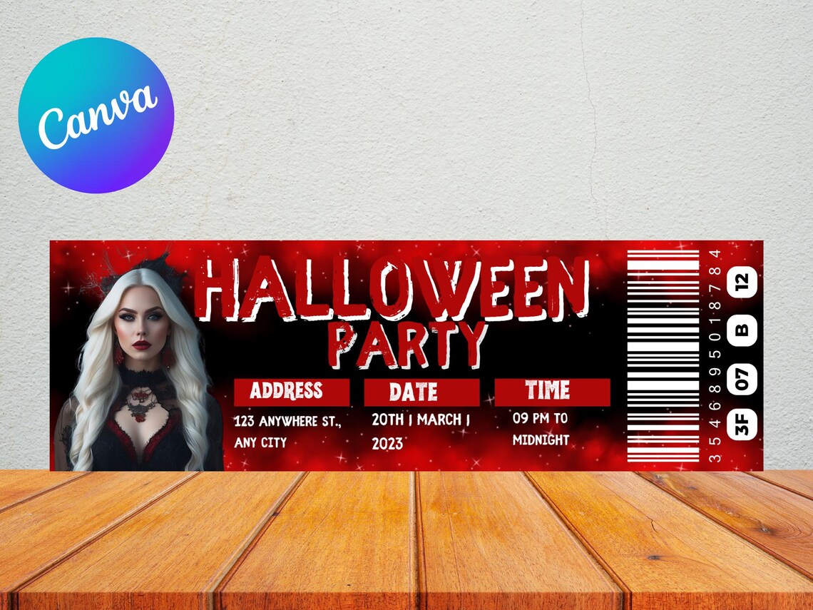 Halloween Party Ticket Template: Spooky Event Invitation (digital ...