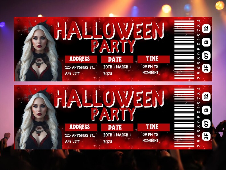 Halloween Party Ticket Template: Spooky Event Invitation (digital ...
