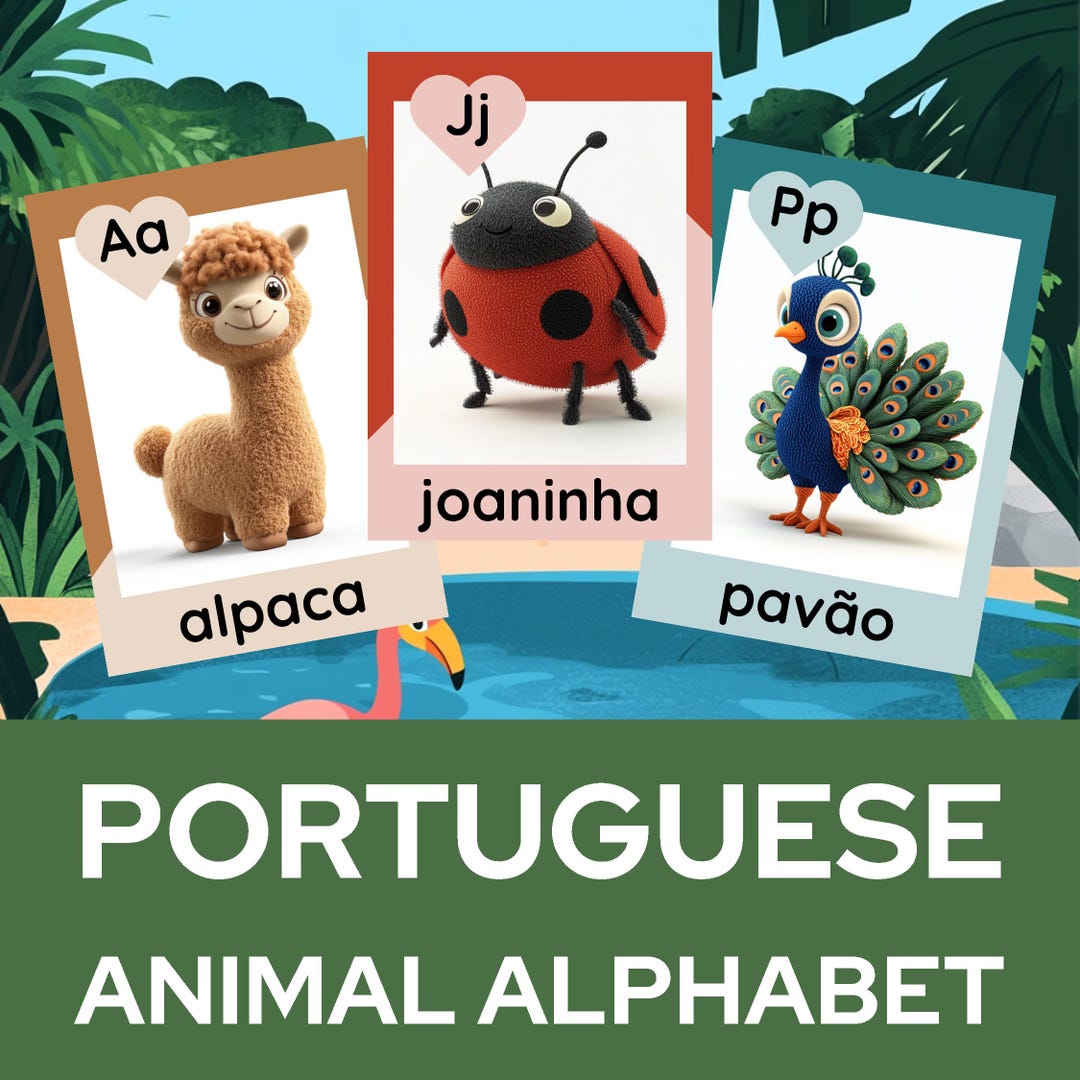 Portuguese Animal Alphabet Flashcards - Etsy