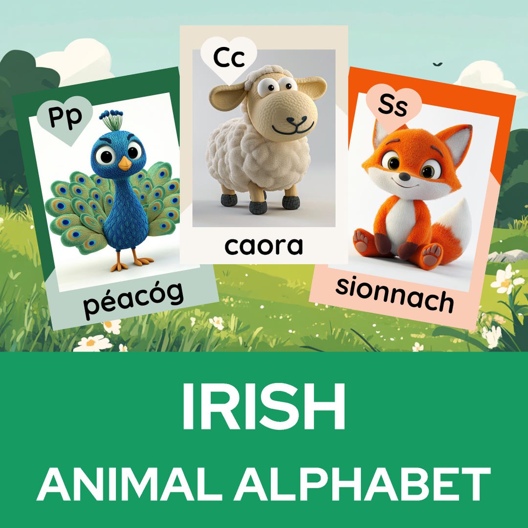 Irish Animal Alphabet Flashcards - Etsy