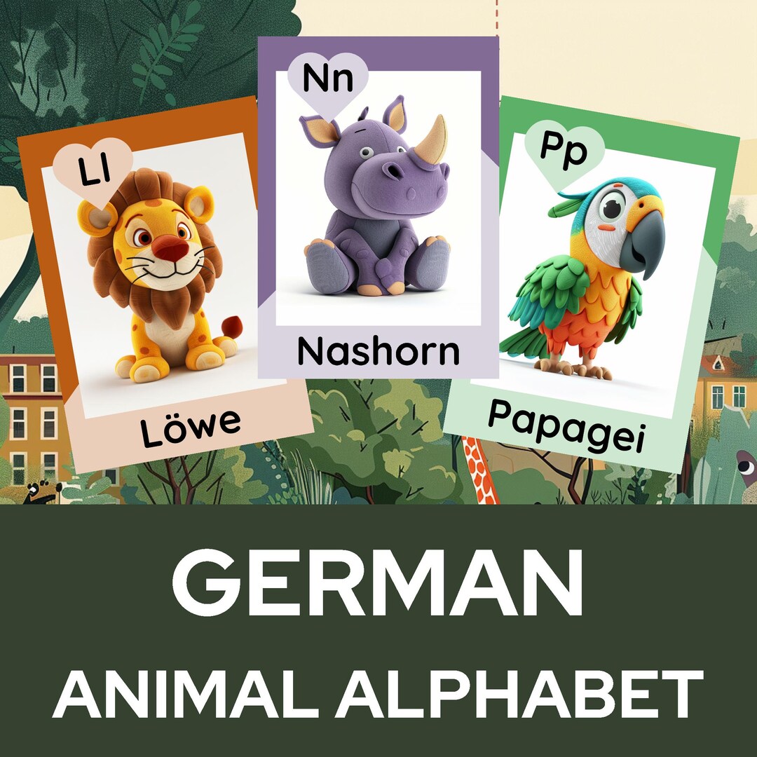 German Animal Alphabet Flashcards - Etsy