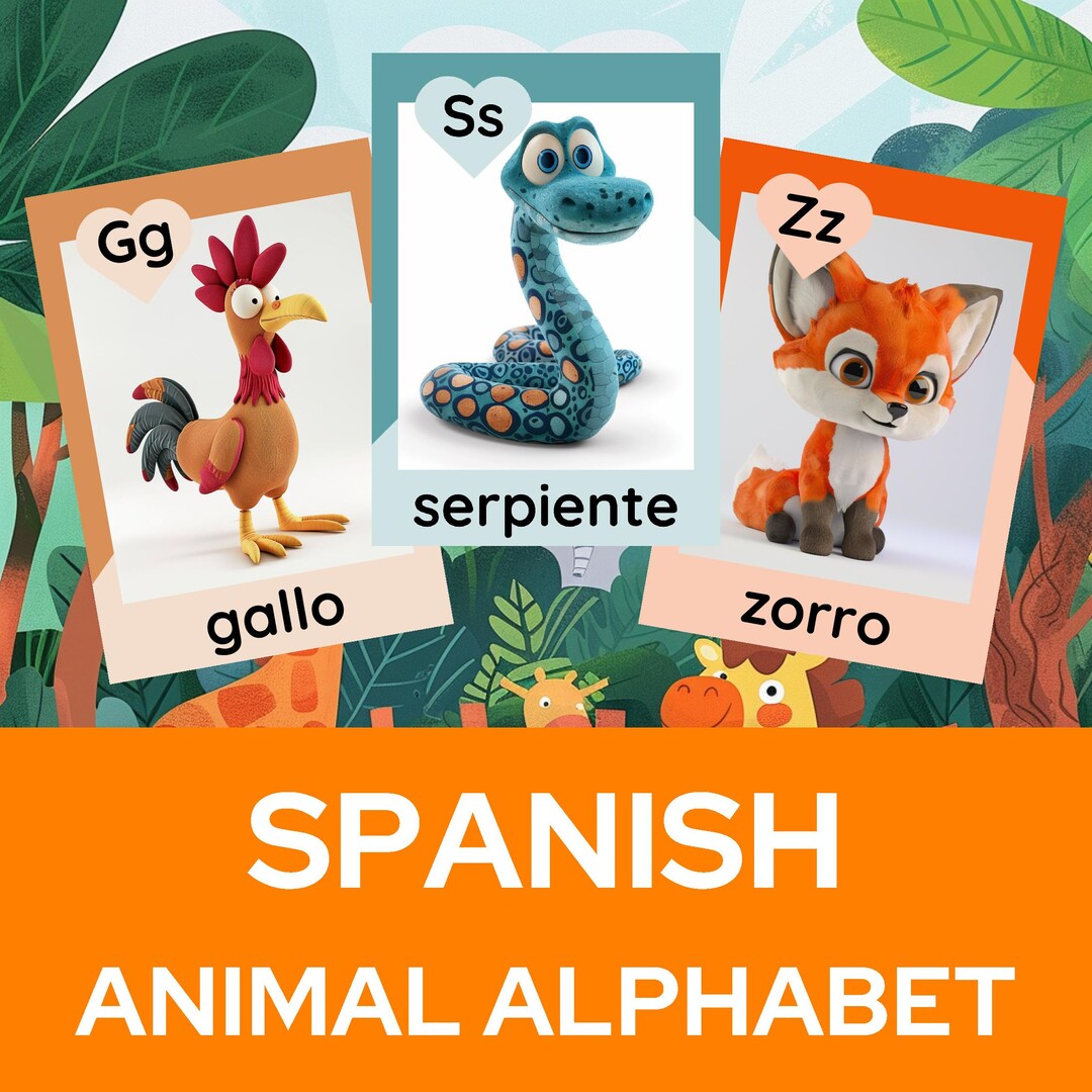 Spanish Animal Alphabet Flashcards - Etsy