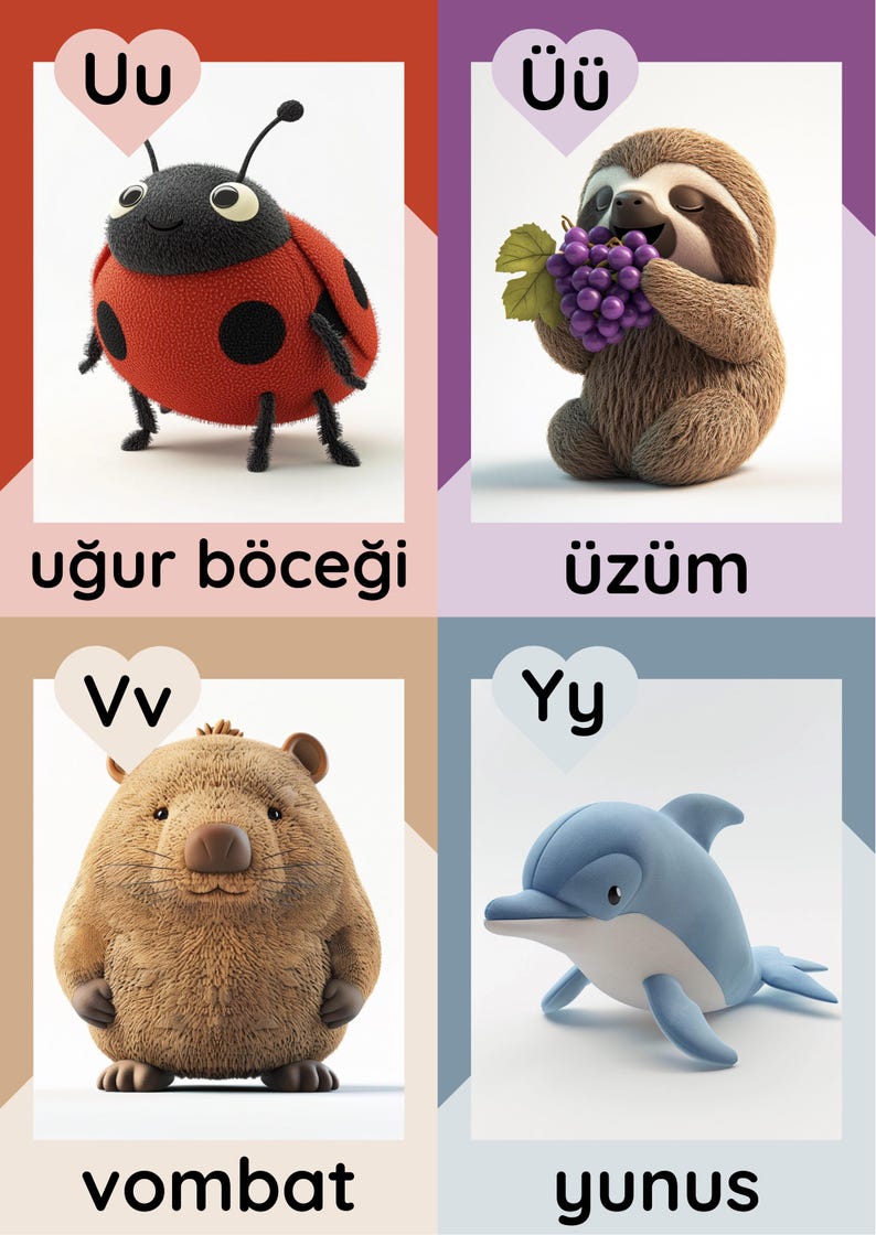 Turkish Animal Alphabet Flashcards - Etsy