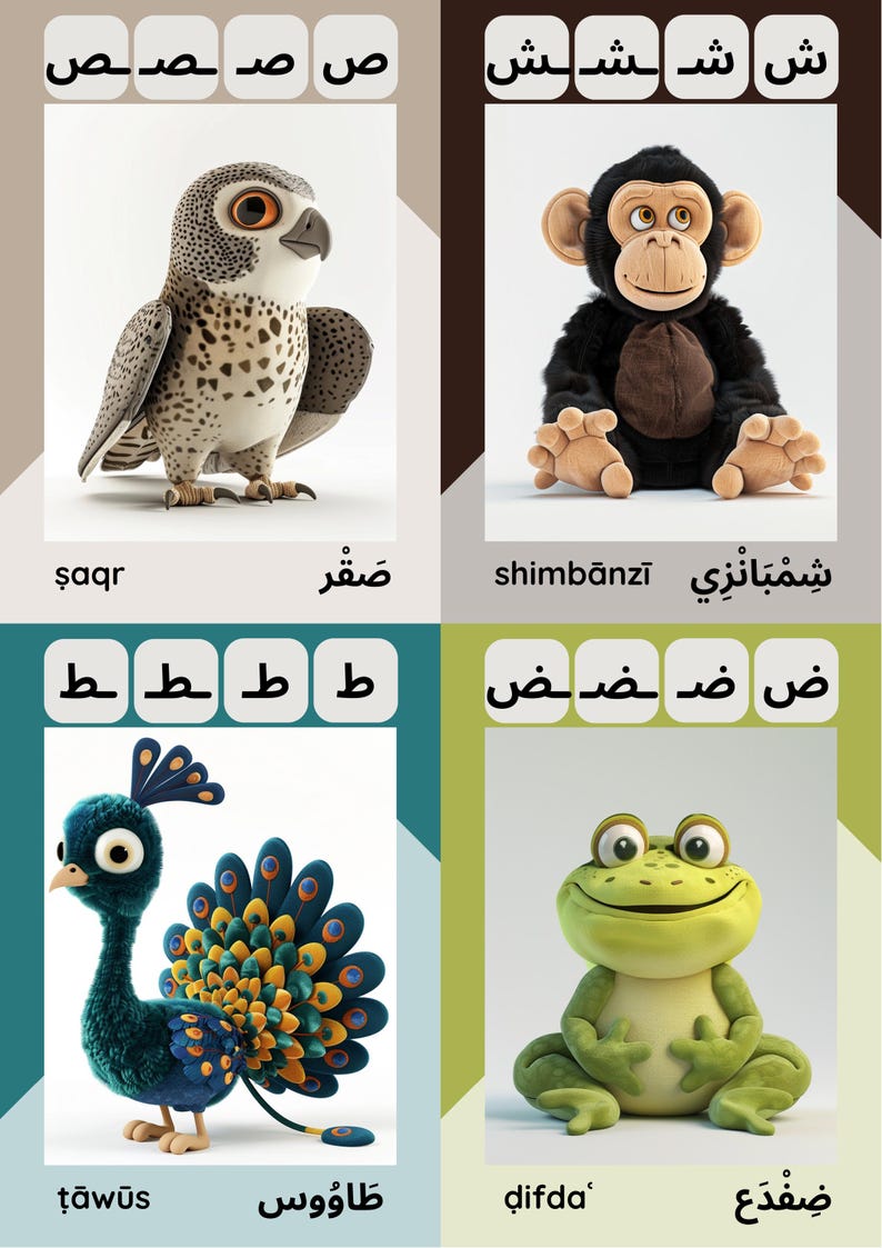 Arabic Animal Alphabet Flashcards - Etsy