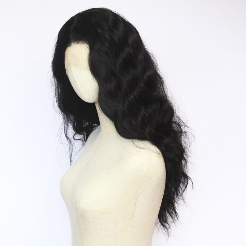 Long Wavy Lace Front Wig: Light Black Heat-resistant Synthetic Hair - Etsy