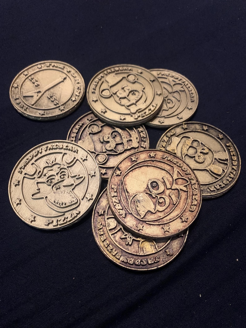 FNAF 1 Tokens – Fnaf-inspired Collector Tokens | Hand-finished Gold ...
