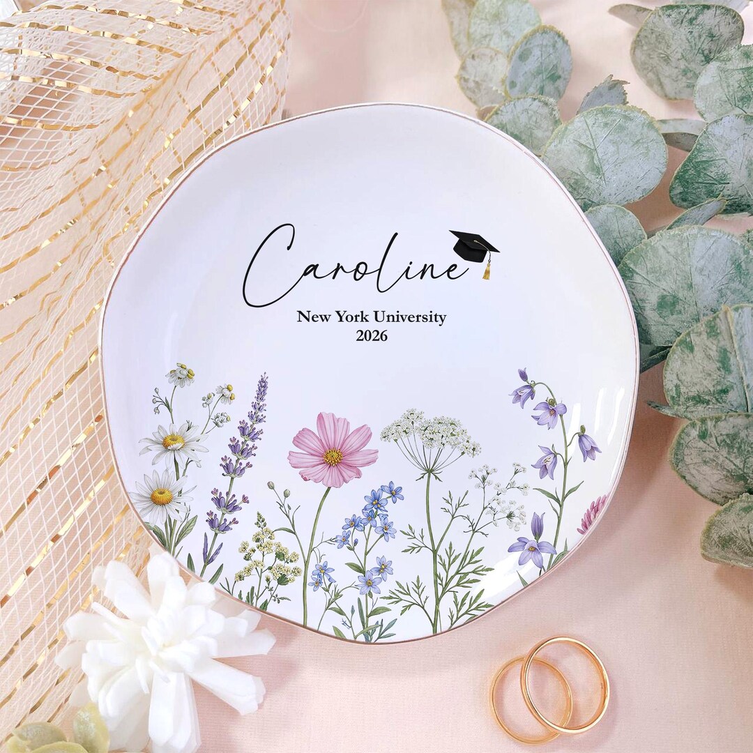 Personalized Flower Graduation Dish, Wildflower Grad Gift, Gift for Her ...