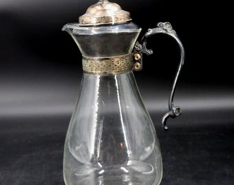 Vintage Sheridan Silver Plated Glass Coffee Warmer Carafe Ornate
