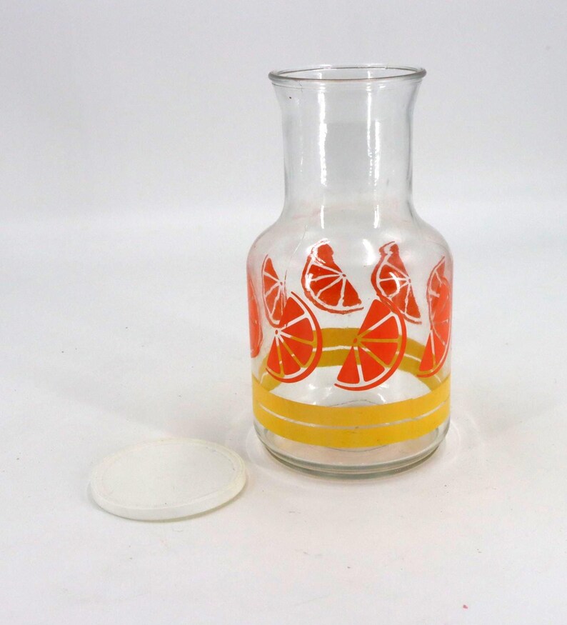 Vintage Libby of Canada Orange Juice Decanter • Retro Citrus Carafe • 48 Oz Glass Pitcher W/ Lid ...