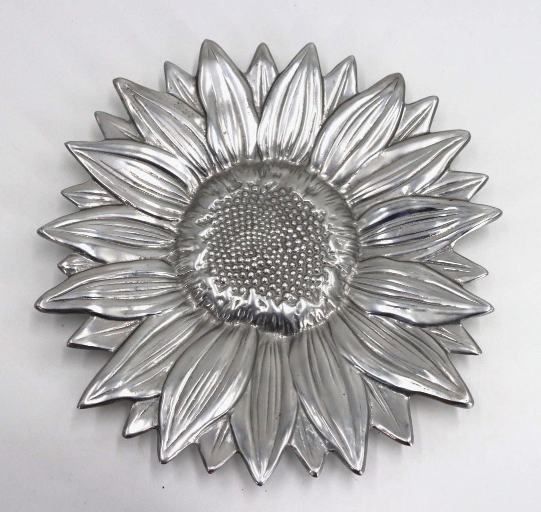 Vintage Wilton Armetale Sunflower Tray | Pewter Look Aluminum Serveware ...