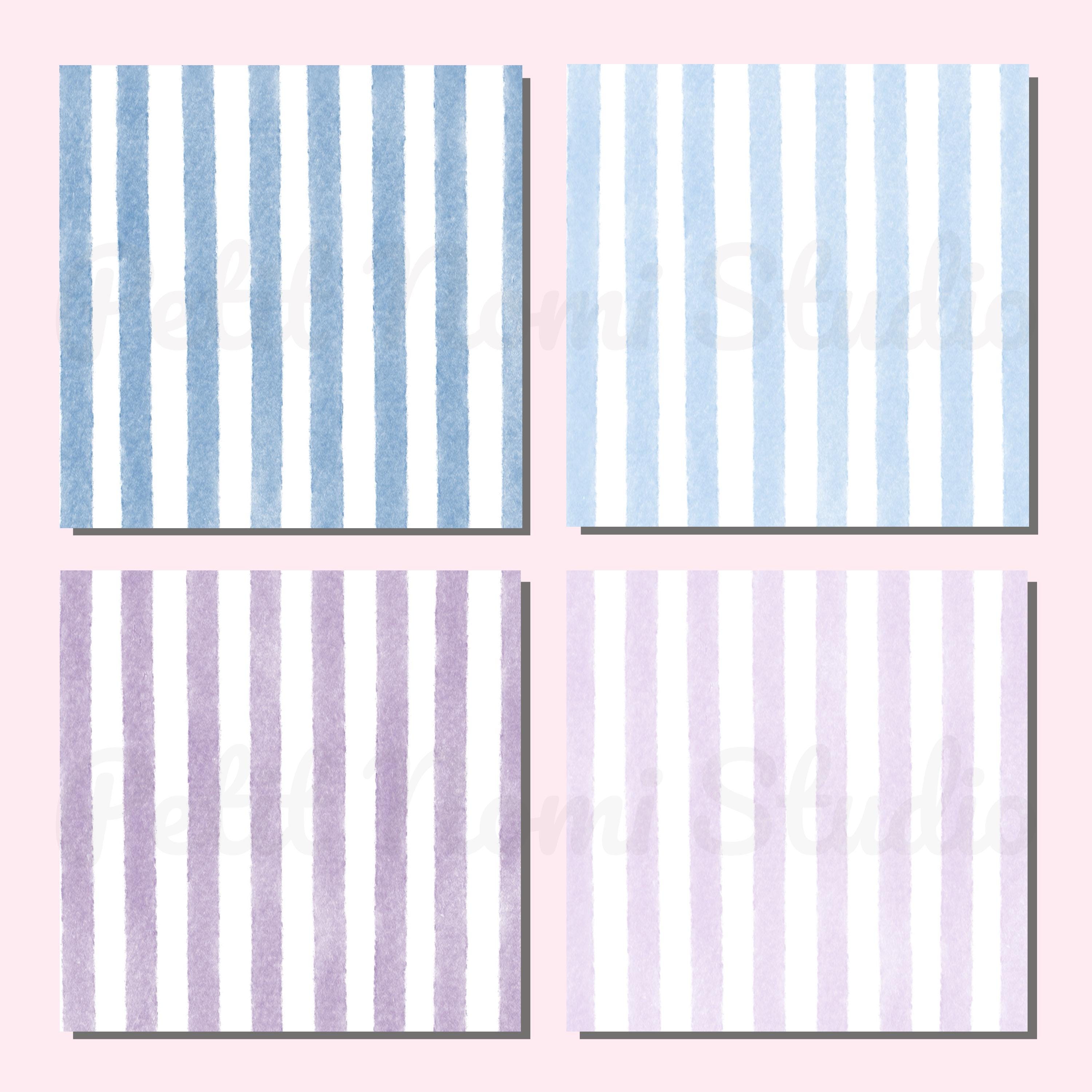 Pastel Watercolor Stripe Digital Paper Pack: Hand-painted Textures (JPG ...