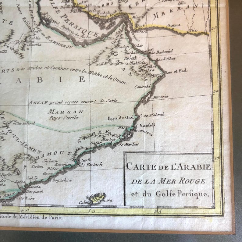 18th Century Map of Arabia – C.1787 Original – French Engraving With ...