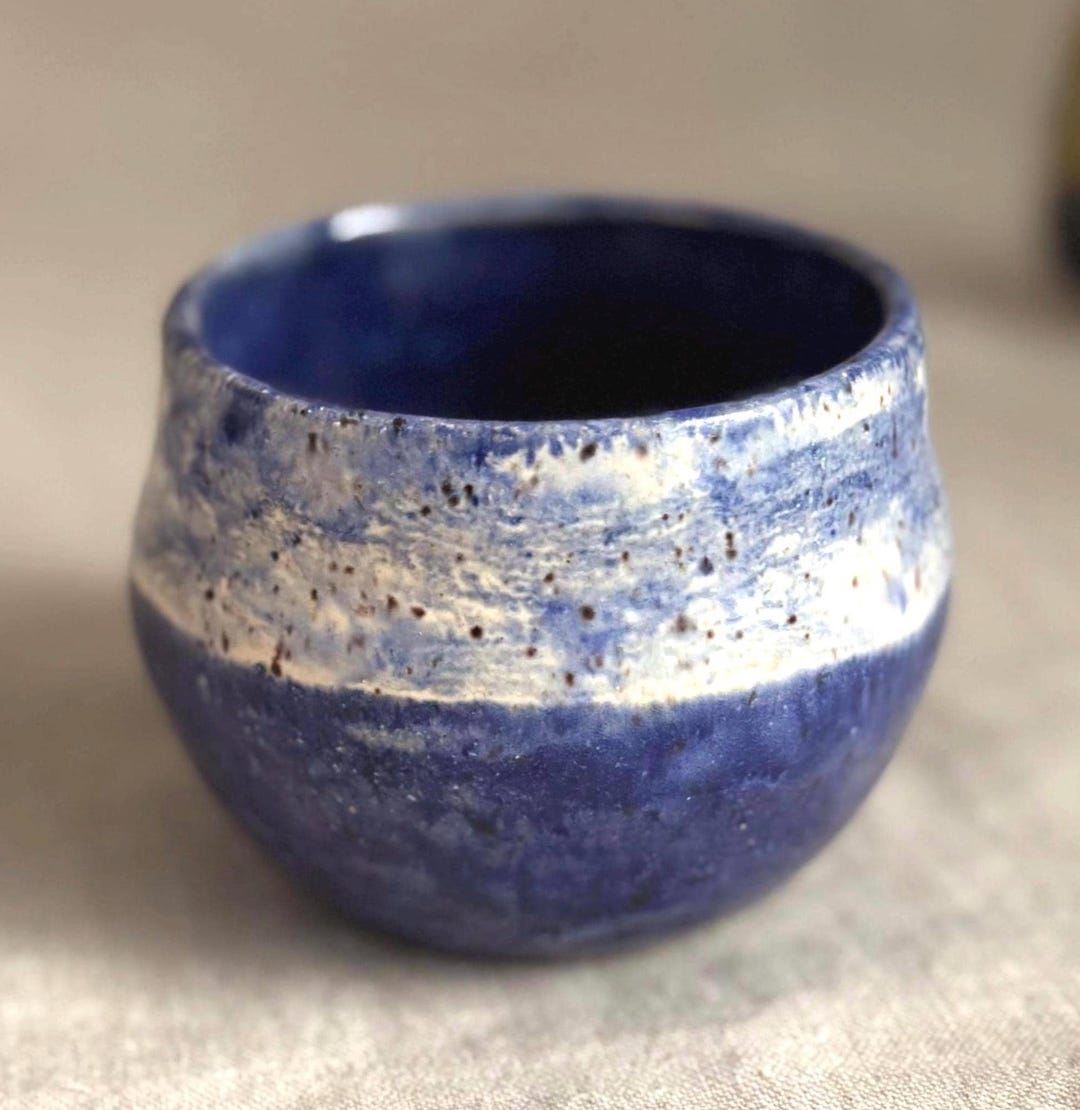 Vintage Studio Pottery Deep-blue and White – Ocean View Bowl - Cup ...