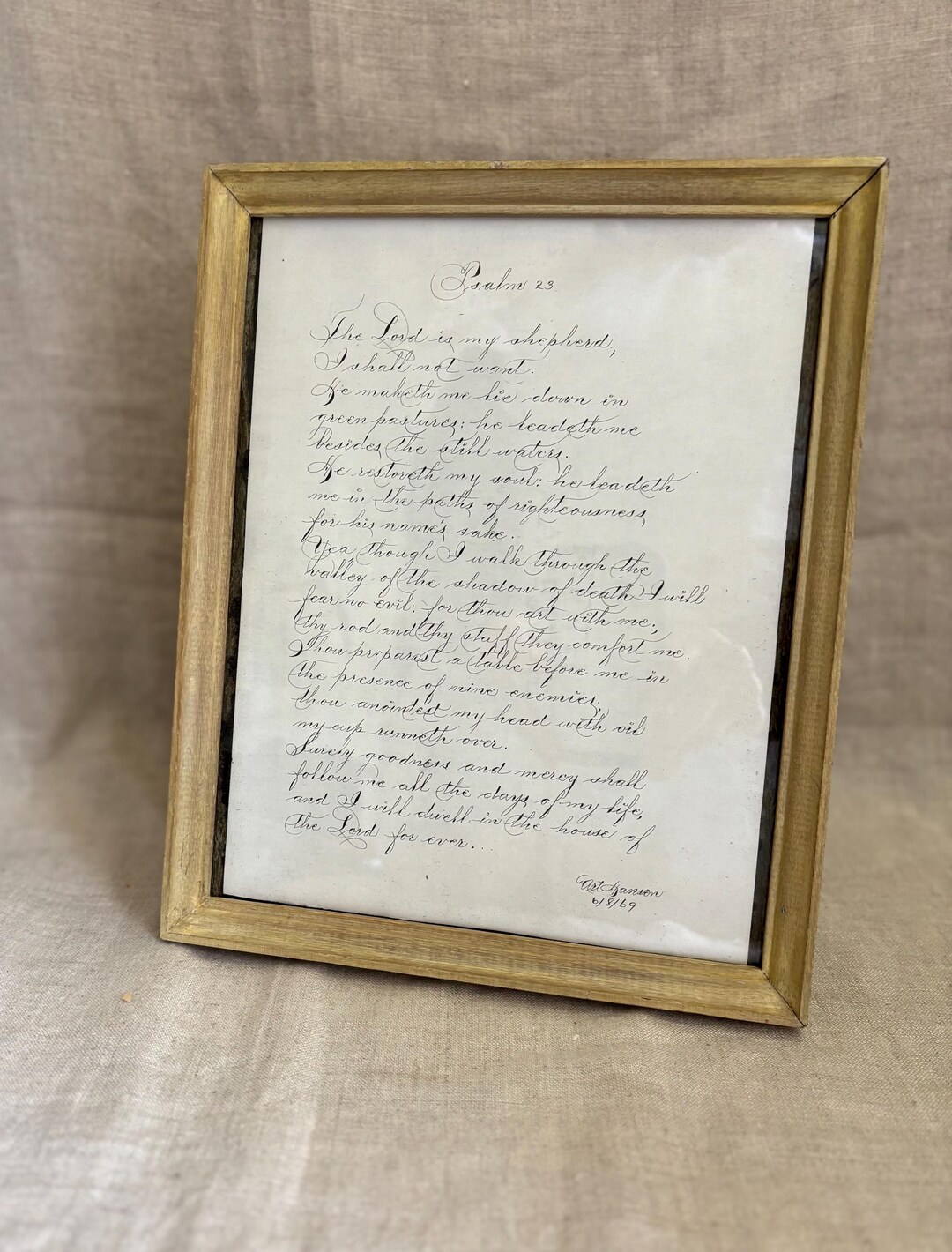 Vintage Calligraphy Original – Italic Handwriting - Framed, Signed and ...