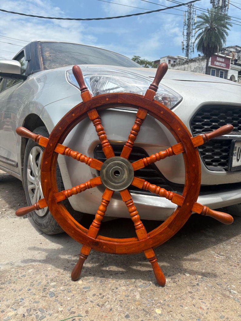 Handmade Nautical Wooden Ship Wheel Marine Wall Decor, Sailor Gift ...
