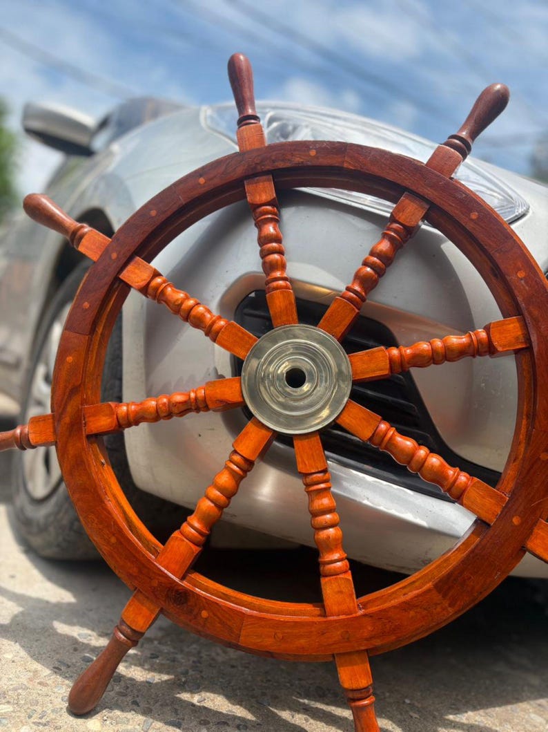 Handmade Nautical Wooden Ship Wheel – Marine Wall Decor, Sailor Gift ...