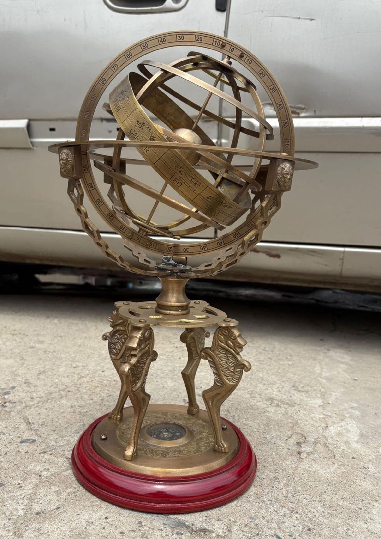 Lion Brass Armillary Sphere With Working Compass, Nautical Decor - Etsy