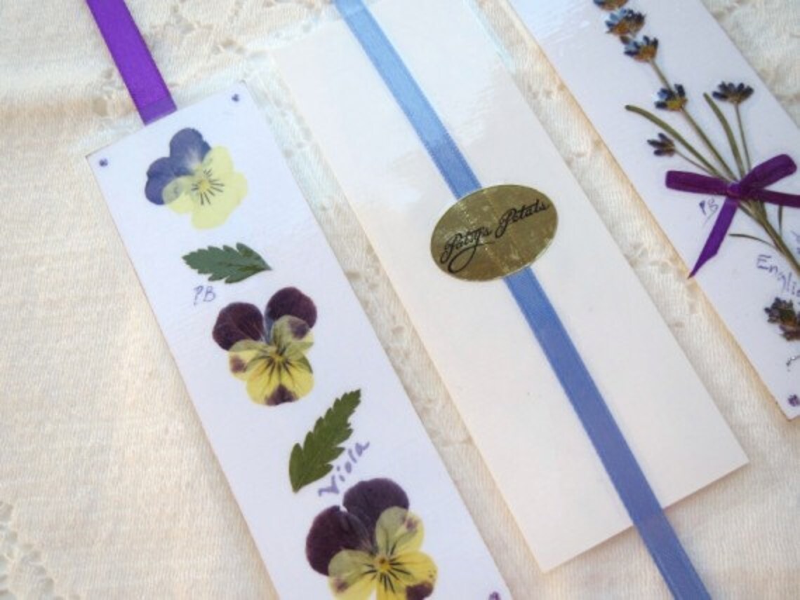 Laminated Bookmarks With Real Pressed Flowers Set of 3 - Etsy