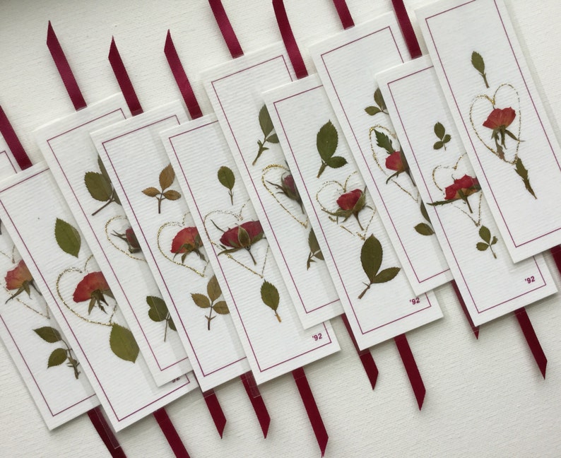 Rose Bookmarks Laminated Pressed Flower Bookmarks Rose and | Etsy