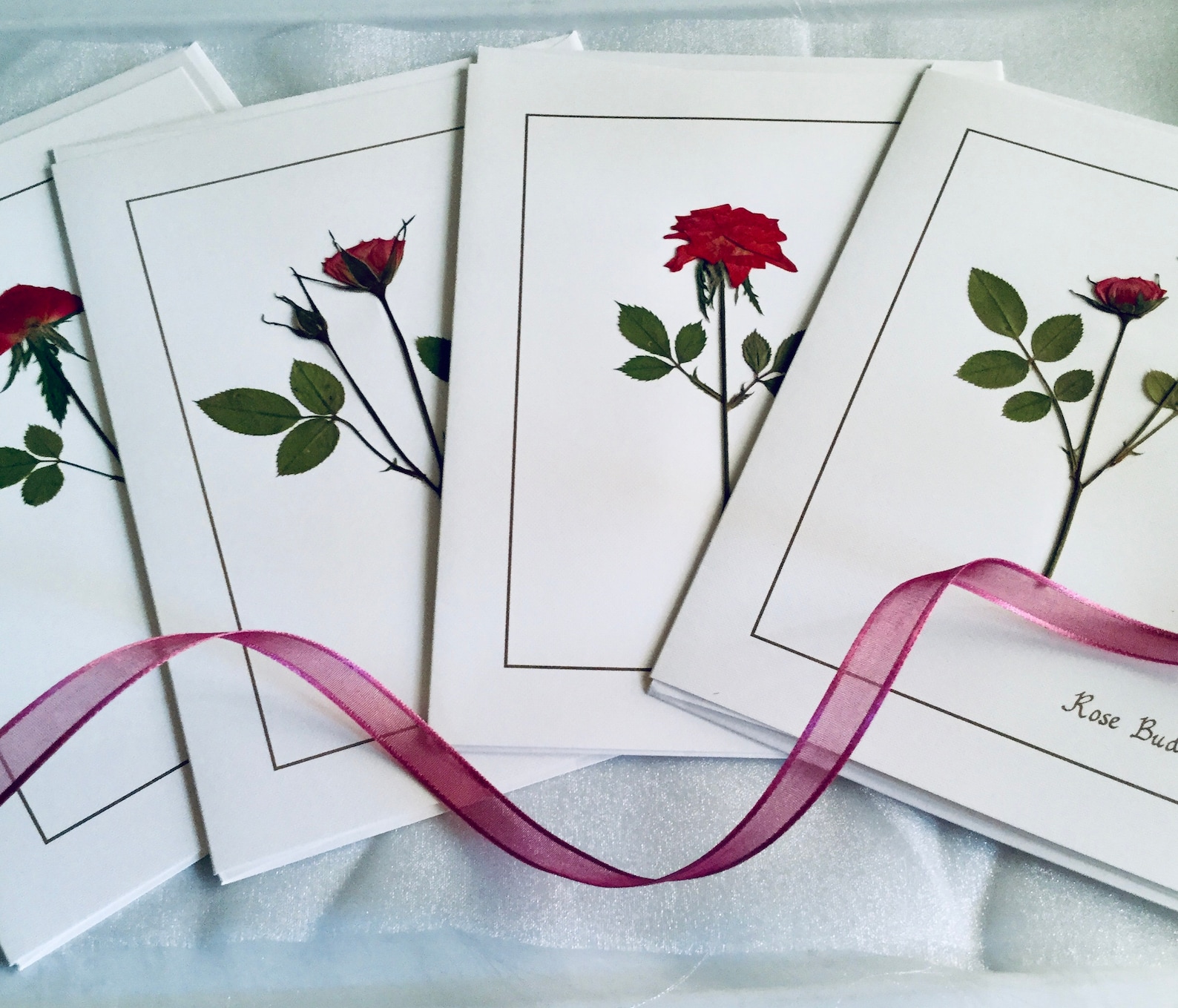 Pressed Flower Rose Card Set, Mothers Day Gift for Her, Floral Cards ...