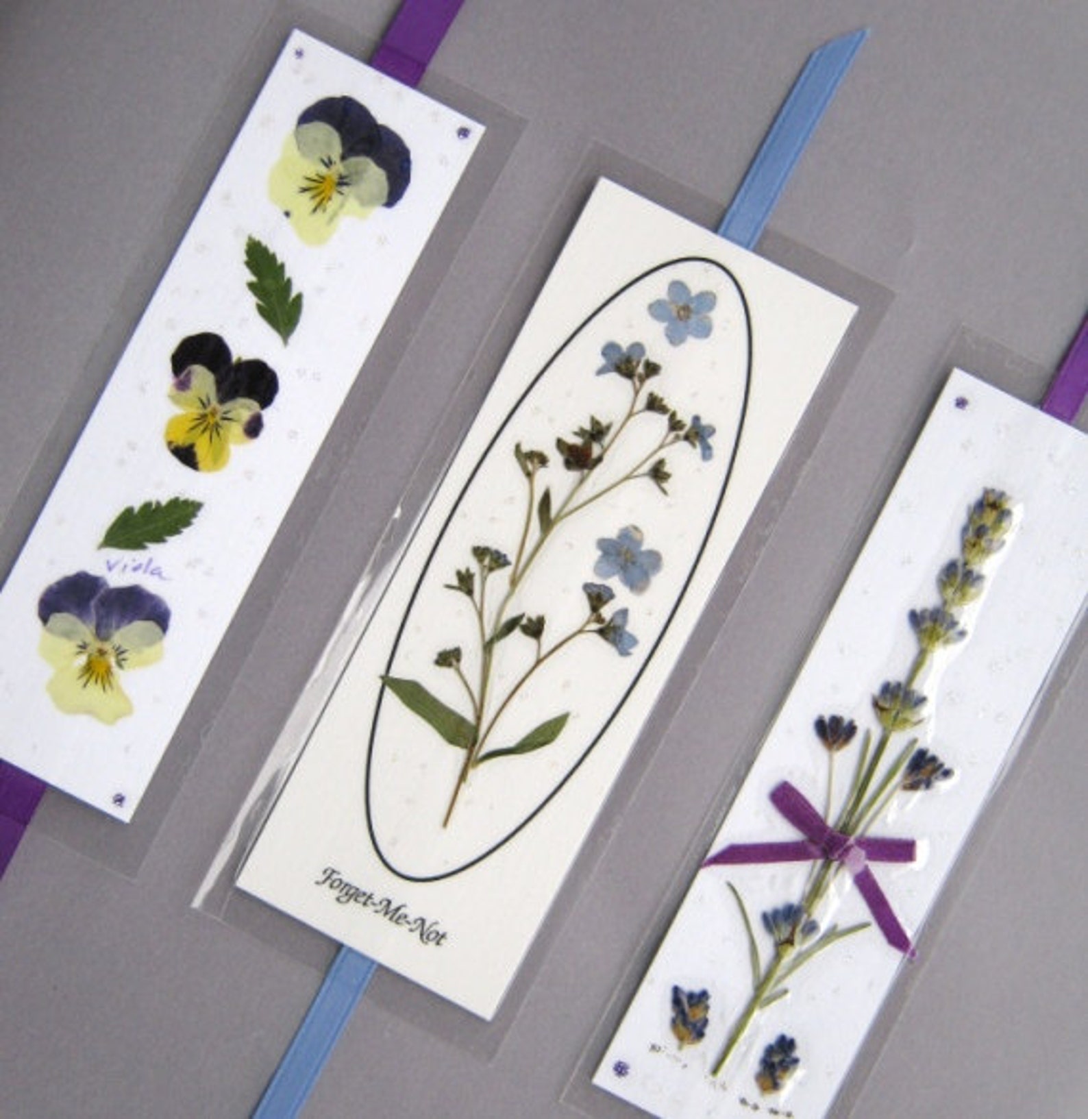 Laminated Bookmarks With Real Pressed Flowers Set of 3 - Etsy