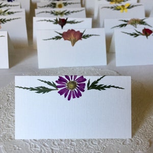 Pressed Flower Place Cards, Wedding Table Name Cards, Set of 16 Real ...