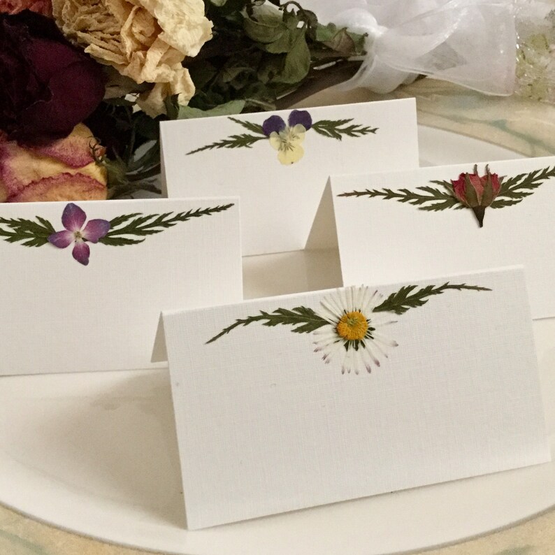 Pressed Flower Place Cards Wedding Table Name Cards Set of | Etsy