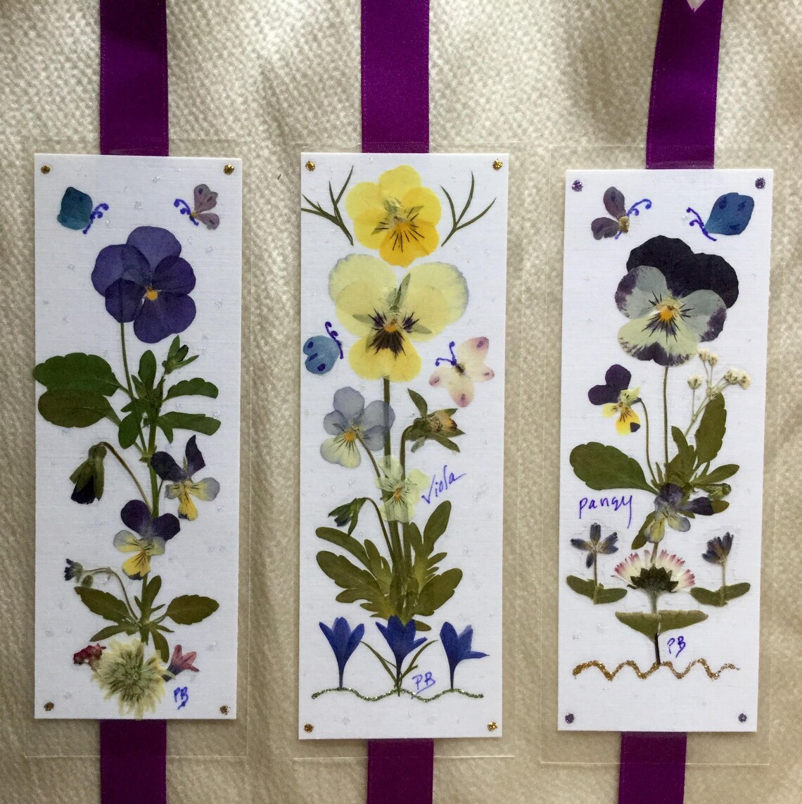 Pressed Pansy Flower Bookmark – Handmade Floral Gift, Teacher Gift (25 ...