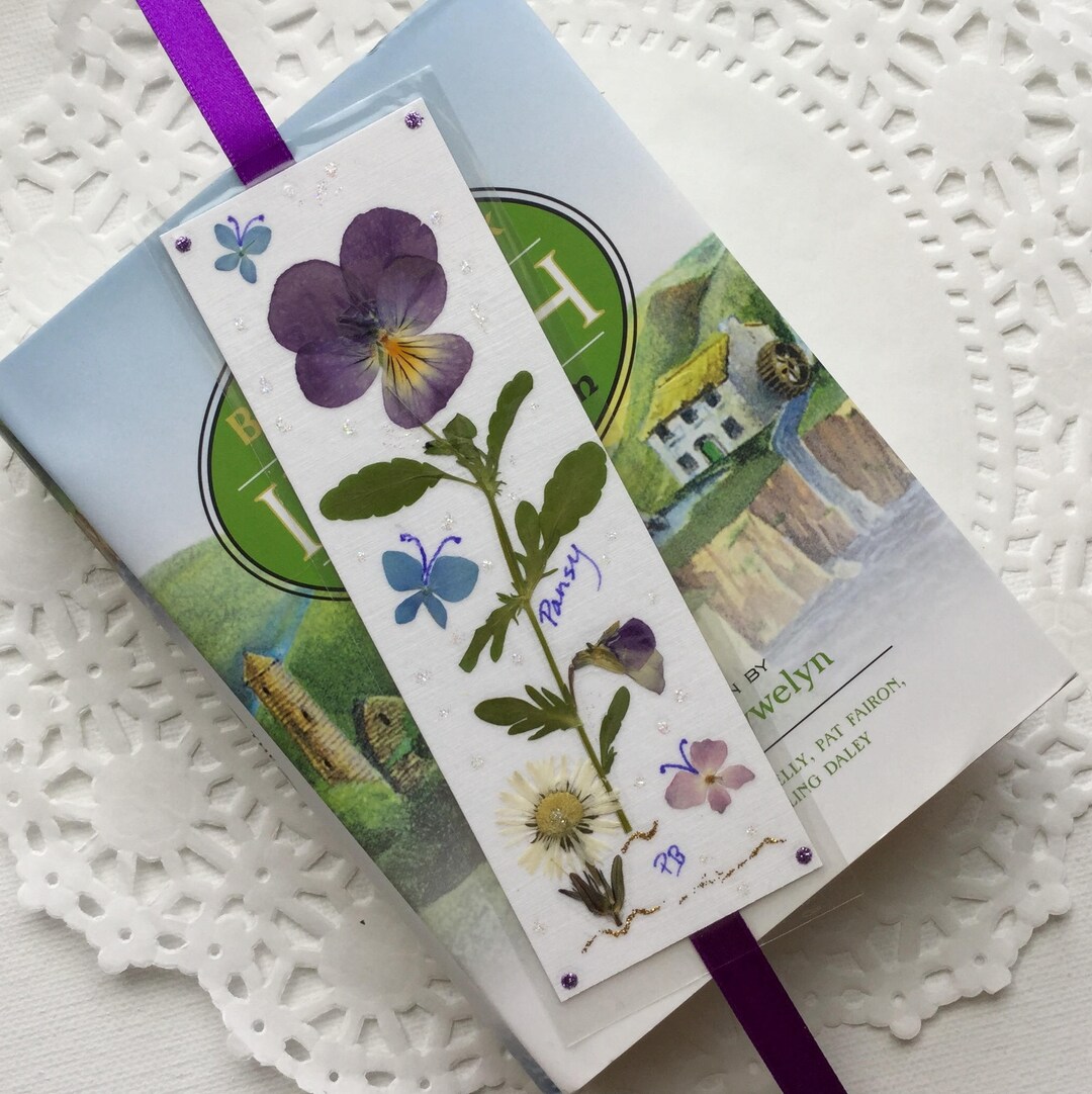 Pressed Pansy Flower Bookmark – Handmade Floral Gift, Teacher Gift (25 ...
