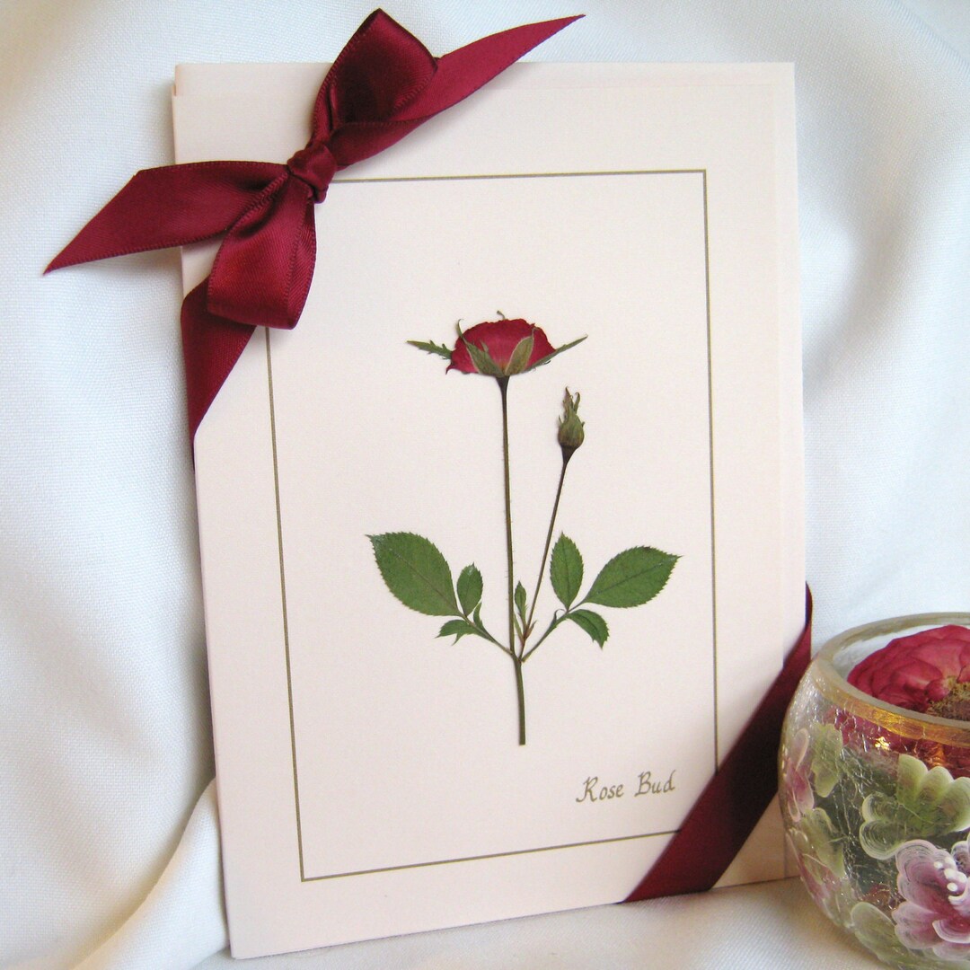 Pressed Rose Flower Card Set, Handmade Keepsake Gift - Etsy