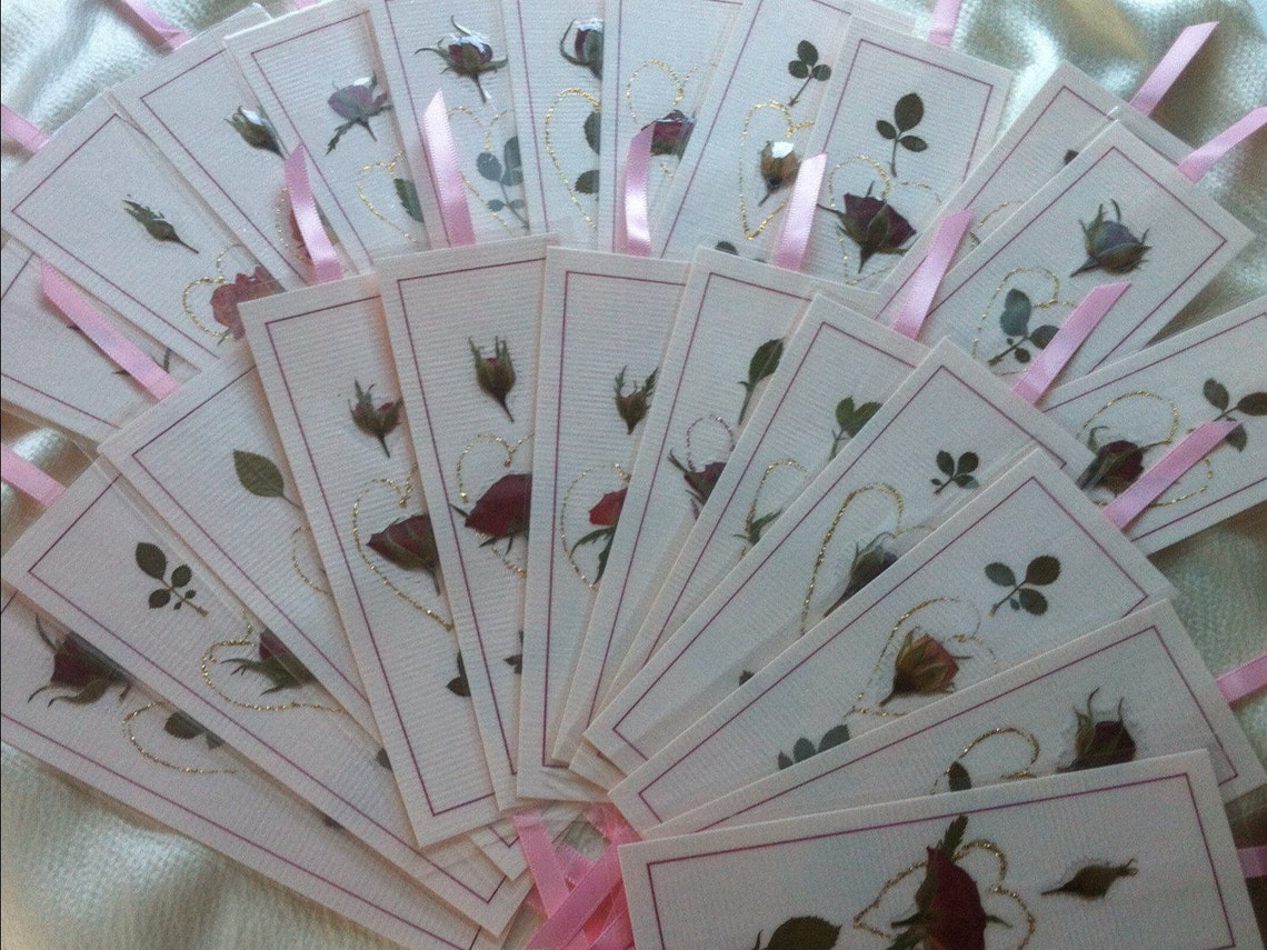Book Marks Pressed Flower Bookmarks Rose Flower on Pink | Etsy