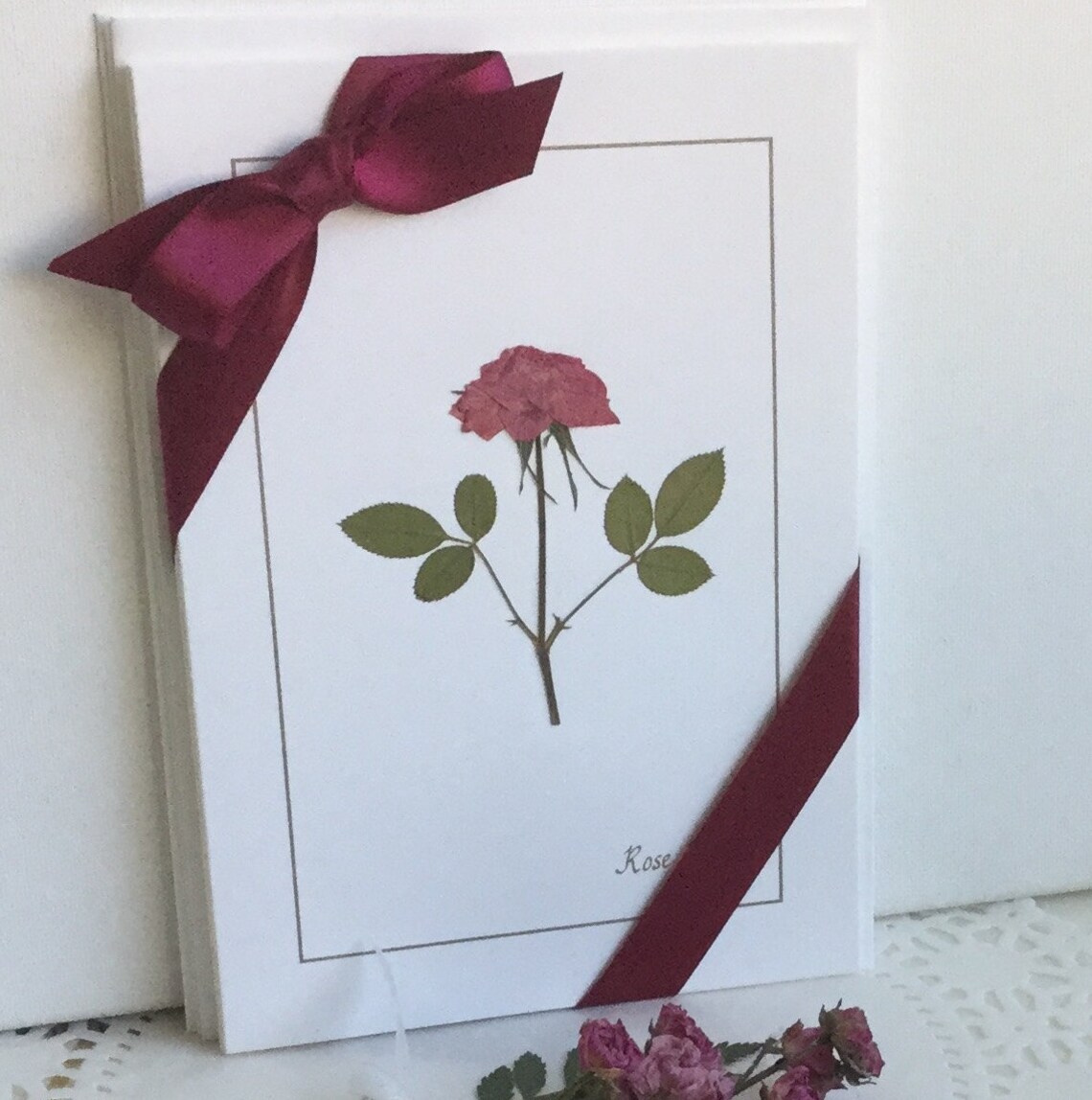Pressed Flower Rose Card Set Handcrafted Gift of 3 Unique - Etsy