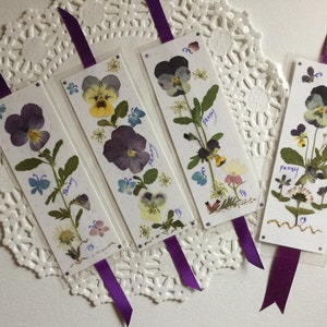 Pressed Flower Bookmarks, Pansy Gifts, Book Accessories, Pansy ...