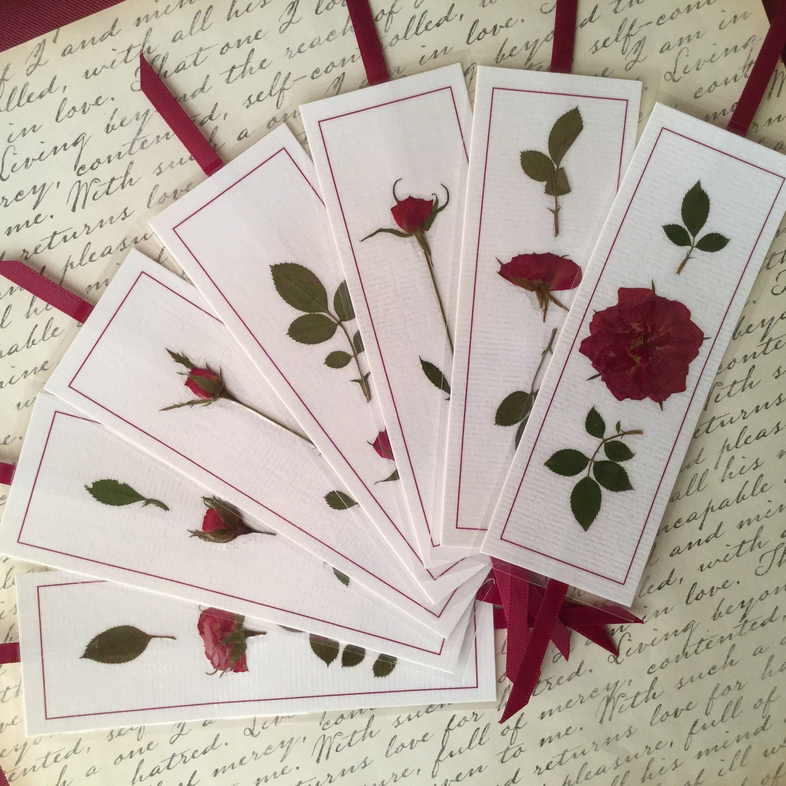 Rose Bookmarks Pressed Flowers Book Marks Book Accessories | Etsy