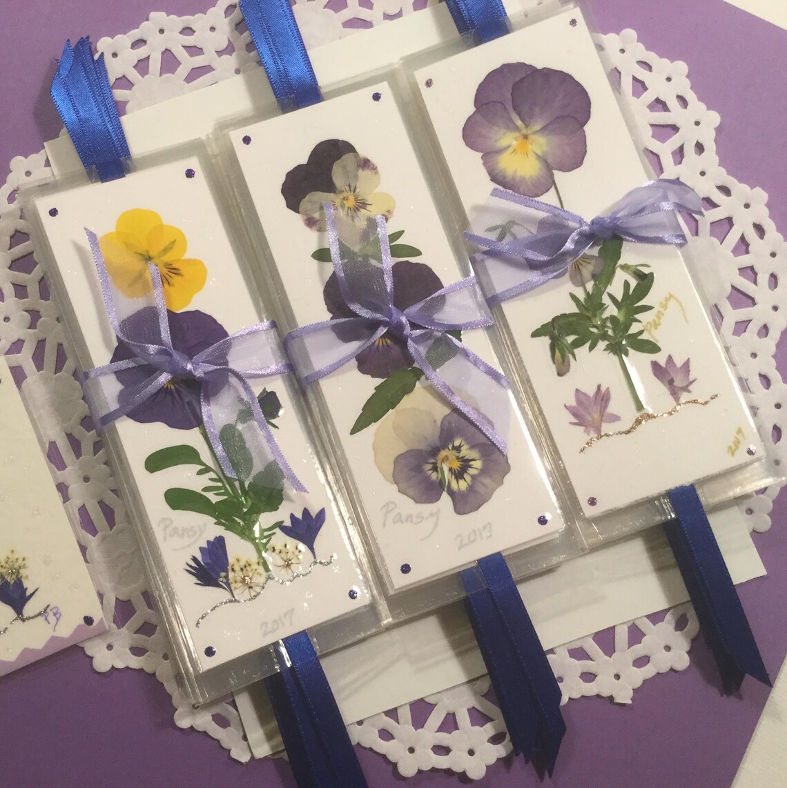 Pressed Pansy Flower Bookmark – Handmade Floral Gift, Teacher Gift (25 ...
